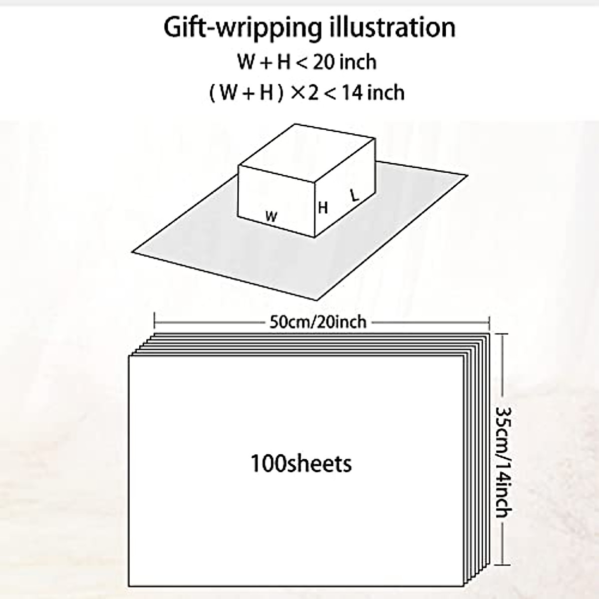 100 Sheets 20"X14" White Gift Wrapping Tissue Paper Bulk for gift bags,Weddings Birthday Showers Arts Craft Party Favor Decoration