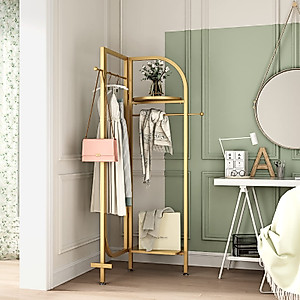 DOORXIFO Corner Gold Metal Clothing Racks,Heavy Duty Freestanding Clothes Racks Coat Rack for Hallway Entryway,Design Unique Garment racks Display Racks for Hanging Clothes