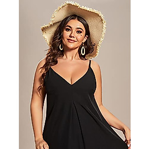 Ever-Pretty Womens Spaghetti Straps Loose Long Summer Plus Size Casual Dresses Burgundy 4XL