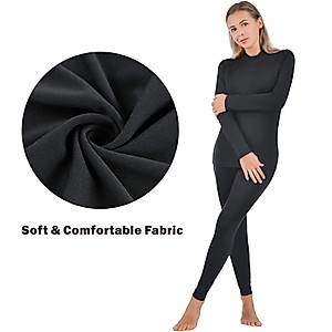 qualidyne Women’s Thermal Underwear Ultra-Soft Base Layer Long Johns Set Winter Sports Top and Bottom Suits Black