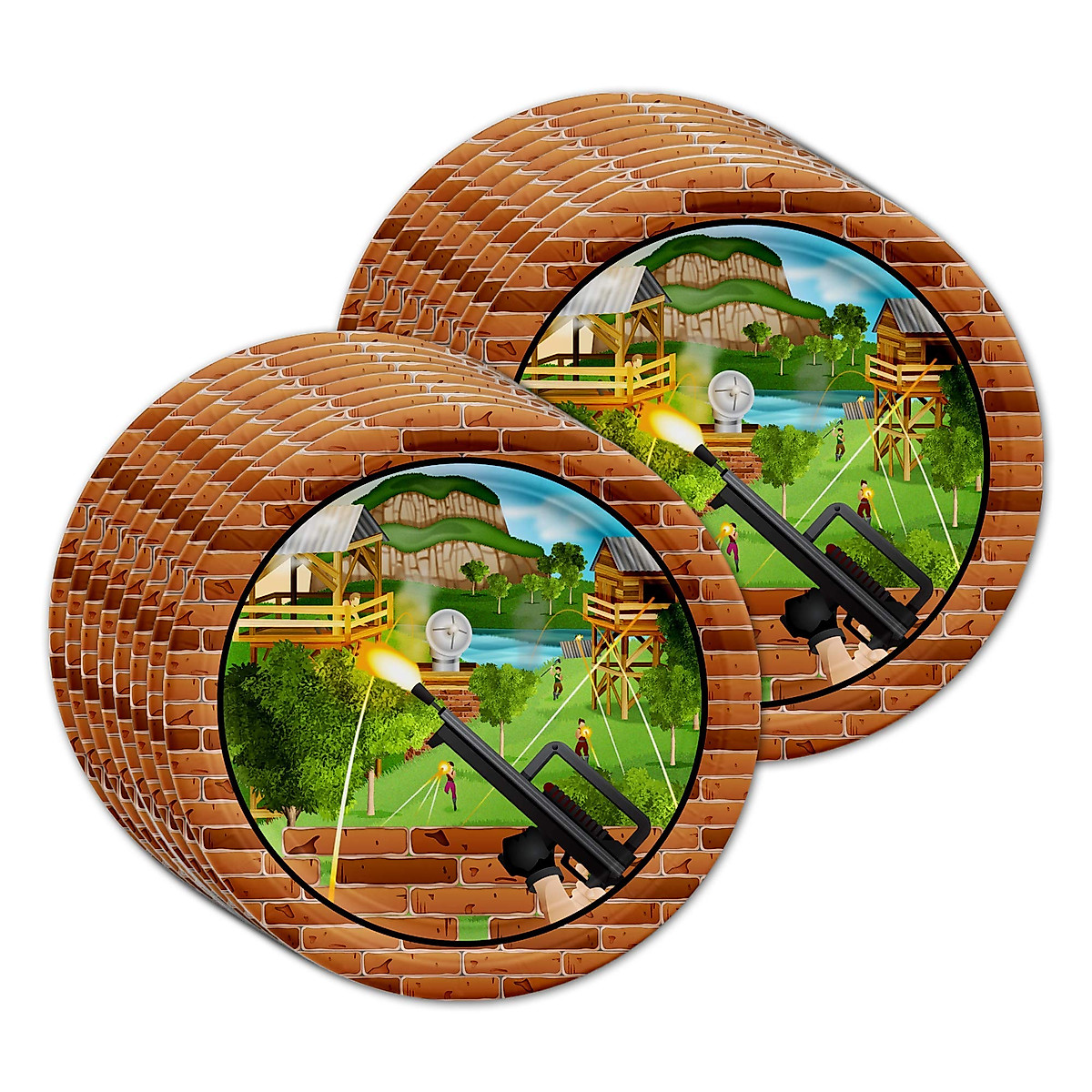 Fort nite Party Supplies - Battle Gamer Birthday - Fortnight Video Game Party Decorations | Disposable Tableware Set Includes Plates Napkins Cups | Kit for 16