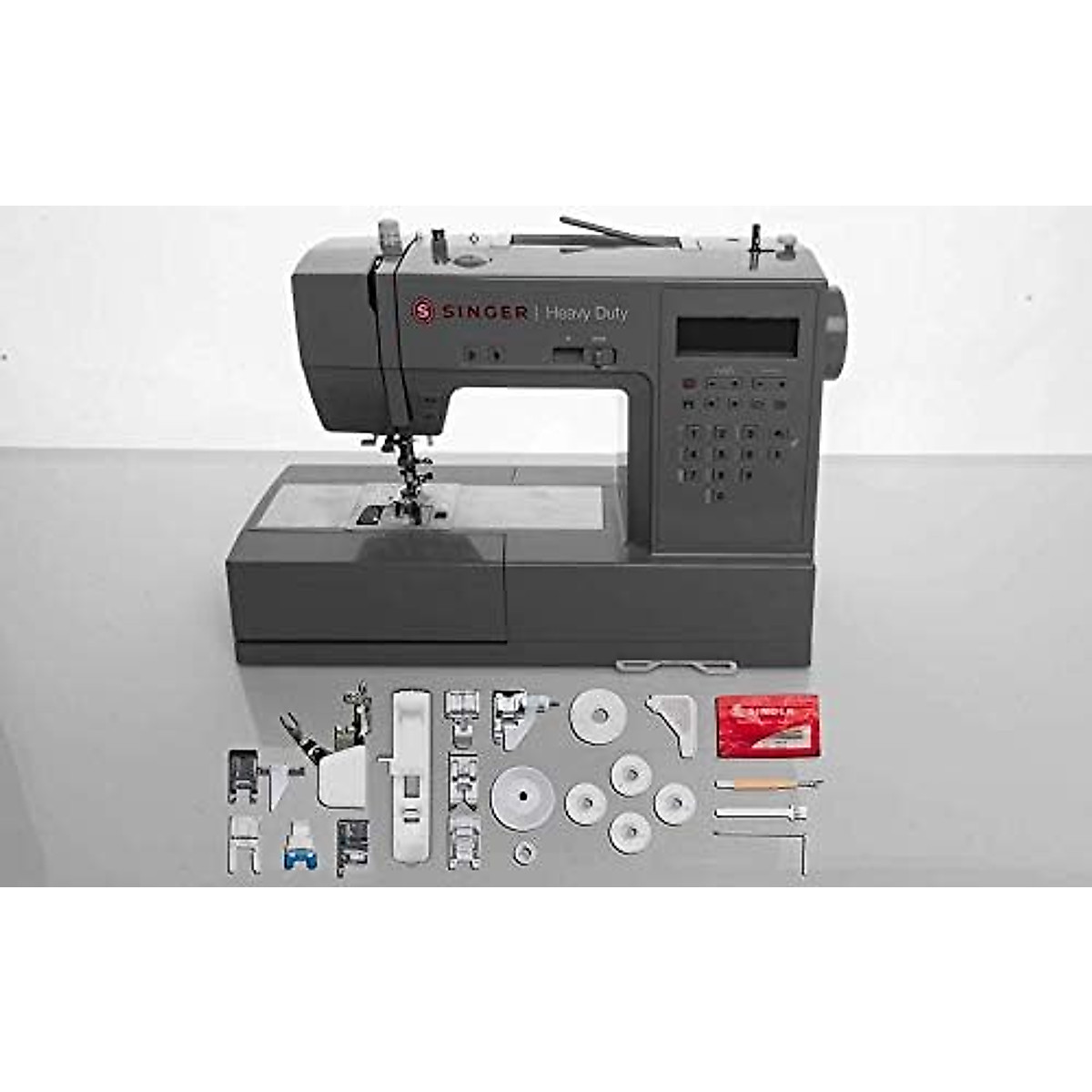 Singer Heavy Duty 6800C Sewing Machine with 586 Stitch Applications and LCD Screen Display (Gray)