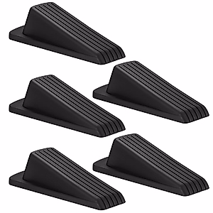 5 Pcs Door Stoppers, Rubber Door Stoppers Wedges, Doorstops, Heavy Duty Door Stops, Black Wedge Door Stoppers for Bottom of Door, on Tile, Concrete, Carpet, Wooden Floor, High 1.3 Inches