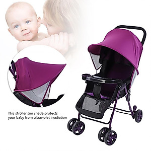Baby Infant Stroller Sun Shade Canopy UV Protection Rays Easy Installing Sunshade Cover Awning Pushchair Universal Sunblock Strollers for Baby Prams and Buggies, Purple(Only Includes Awning)