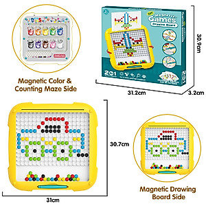 2 In 1 Magnetic Color and Number Maze & Magnetic Drawing Board, Double-Sides Color Matching Learning Counting Puzzle & Drawing Magnet Board, Learning Activities Educational Toys for 3+ Boys Girls