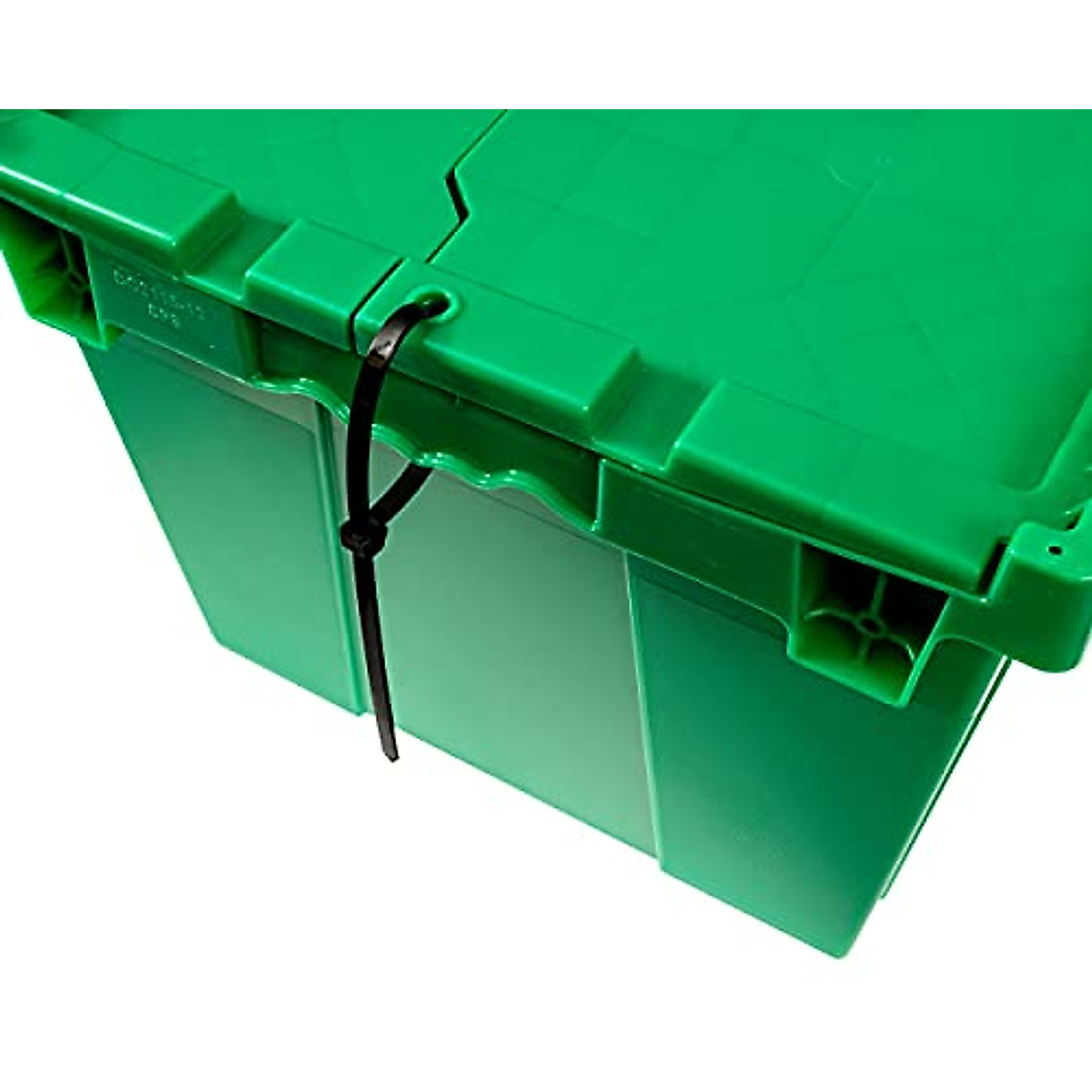 12 Gallon Heavy-Duty Flip Tote Storage Container (PACK OF 4) - Green, Commercial Flip Top Tote, Industrial Plastic Storage Tote - 21 in. L x 15 in. W x 12 in. H, Padlock & Metal Hinged Flip Cover
