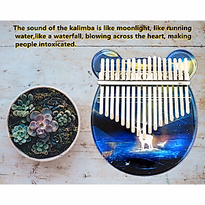 gudemoni Thumb Piano 17 Keys Transparent Thumb Piano Painted Finger Piano with EVA Case, Tuning Hammer, Stickers, Learning Instructions, Musical Instrument Gift for Children and Adults