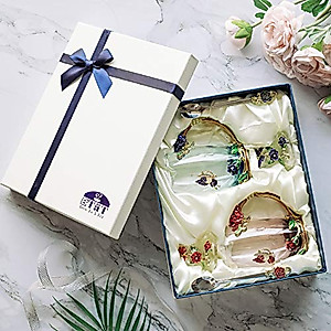 BTaT- Tea Cups with Lids, Pack of 2, Glass Tea Cup, Fancy Tea Cups, Gifts for Women, Tea Mugs for Women, Tea Sets for Women