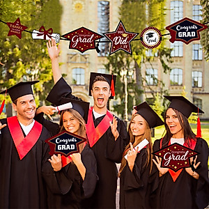 Maroon and Gold Graduation Decorations Set of 24 Class of 2025 Table Decor Congrats Grad Party Centerpiece Sticks Table Toppers Graduation Party Supplies