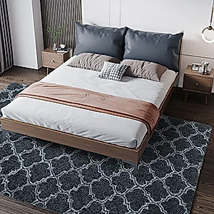 HOMBYS 8x10 Fluffy Area Rug for Living Room Bedroom, Super Soft Geometric Modern Plush Large Play Carpet for Kids, Non-Skid Luxury Fuzzy Décor Shag Feet Mat for Bedside, Grey