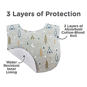 Neat Solutions 5 Pack Aspirational Bib Set with Mixed Fabrics & Water Resistant Inner Core - Boy, Grey Oatmeal While