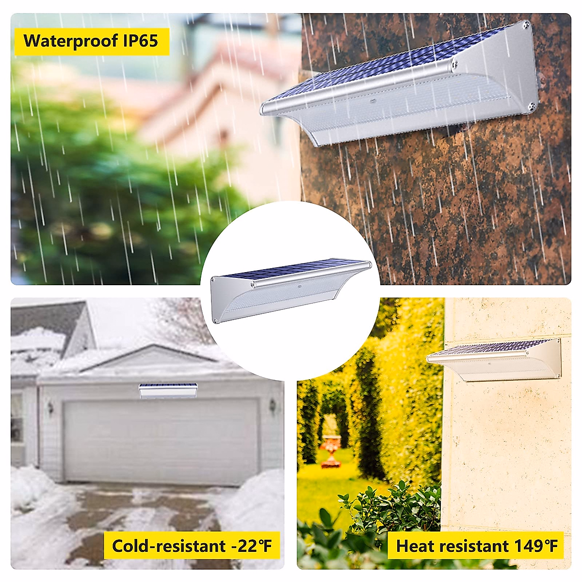 Ousam Led Solar Motion Lights Outdoor Waterproof Wall Lamp for Garage Barn Fence Patio Front Door Driveway Garage House (12in 60LED)