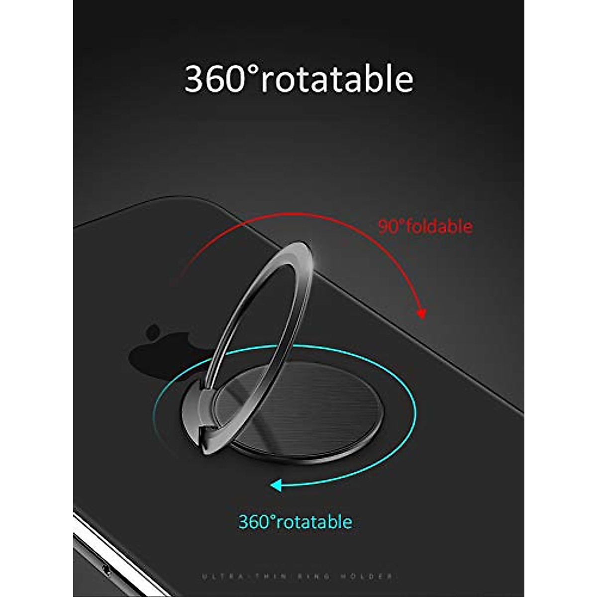 World's Slimmest Phone Ring Holder,Attom Tech Ultra Thin Cell Phone Ring Stand Magnetic Car Mount Hook Matte Center Compatible for iPhone X 8 7 Plus 6S 6 5s 5 SE,Galaxy S8 S7 S6 Edge,Note (Black)