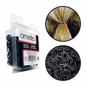 500 Count Small Black Rubber Bands in Re-closable Clamshell Container for Ponytails and Braids. 1/2in Diameter. Premium Quality, Made in USA! Extra Strong Hold for Women, Men, Boys and Girls. Ideal for Beards.