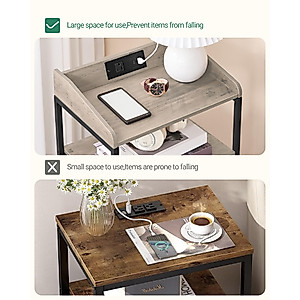 Hzuaneri Nightstands with Charging Station, End Table with 2 Fabric Storage Drawers and Shelves, Modern Side Table with USB Ports & Power Outlets, Greige NS30405B