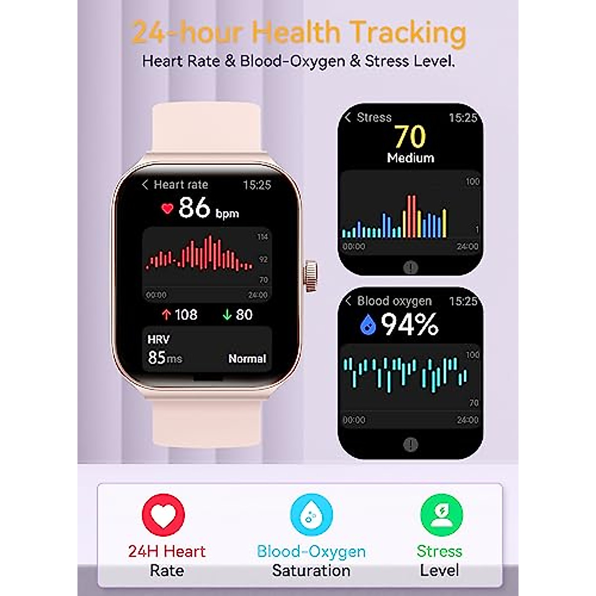 Quican Smart Watch for Women, Health Fitness Watch iPhone Android Compatible, Activity Tracker with Heart Rate/Sleep Monitor/Step Calorie Counter/1.95'' Screen, 100 Sports, IP68 Waterproof Watch