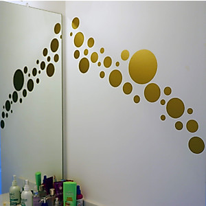 Create-A-Mural Polka Dot Wall Stickers, Wall Decor Stickers, Wall Dots, Vinyl Circle Room Dot Decals Wall Art Stickers for Bedroom Girls Room Peel and Stick Kids Room Decor Birthday Gift (Gold)