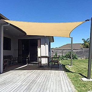SUNNY GUARD Sun Shade Sail 20'x20' Rectangle UV Block Sunshade for Backyard Yard Deck Patio Garden Outdoor Activities and Facility,Sand