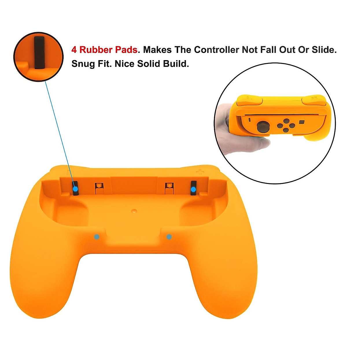 FASTSNAIL Grips Compatible with Nintendo Switch for Joy Con & OLED Model for Joycon, Wear-resistant Handle Kit Compatible with Joy Cons Controllers, 2 Pack(Orange and Purple)