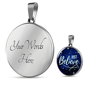 Express Your Love Gifts Just Believe Empowering Necklace Stainless Steel or 18k Gold Circle Pendant 18-22"