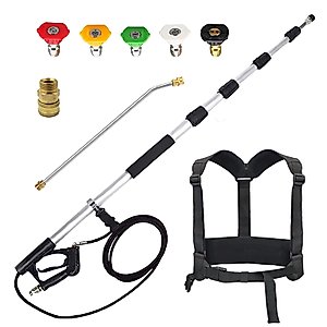 jOYjOB Pressure Washer Telescopic Wand Pressure Washer Extension Wand Power Washer Telescopic Spray Wand with Belt for 4000 PSI Power Washer Extension Lance, 18ft