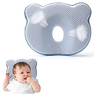 2023 New Upgrade Soft and Cozy Вaby Pillow Prеvents FΙat Head and Shapеs Ιnfant's Head Вaby Hеad Pillow Blue