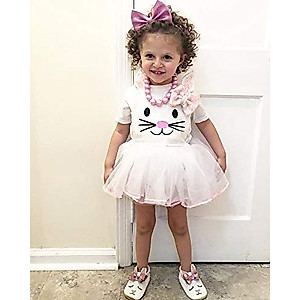 Infant Toddler Baby Girl Easter Outfits Sequin Rabbit Bunny Romper Tutu Dress Bow Halter Sleeveless Bodysuit Party Dresses (White, 18-24 Months)