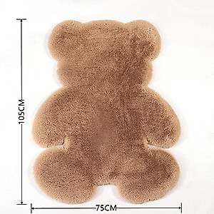 Aomesinc Sheepskin Rug, Soft Bear Shaped Fluffy Area Rug, Anti-Skid Decor Plush Area Rug (Khaki)