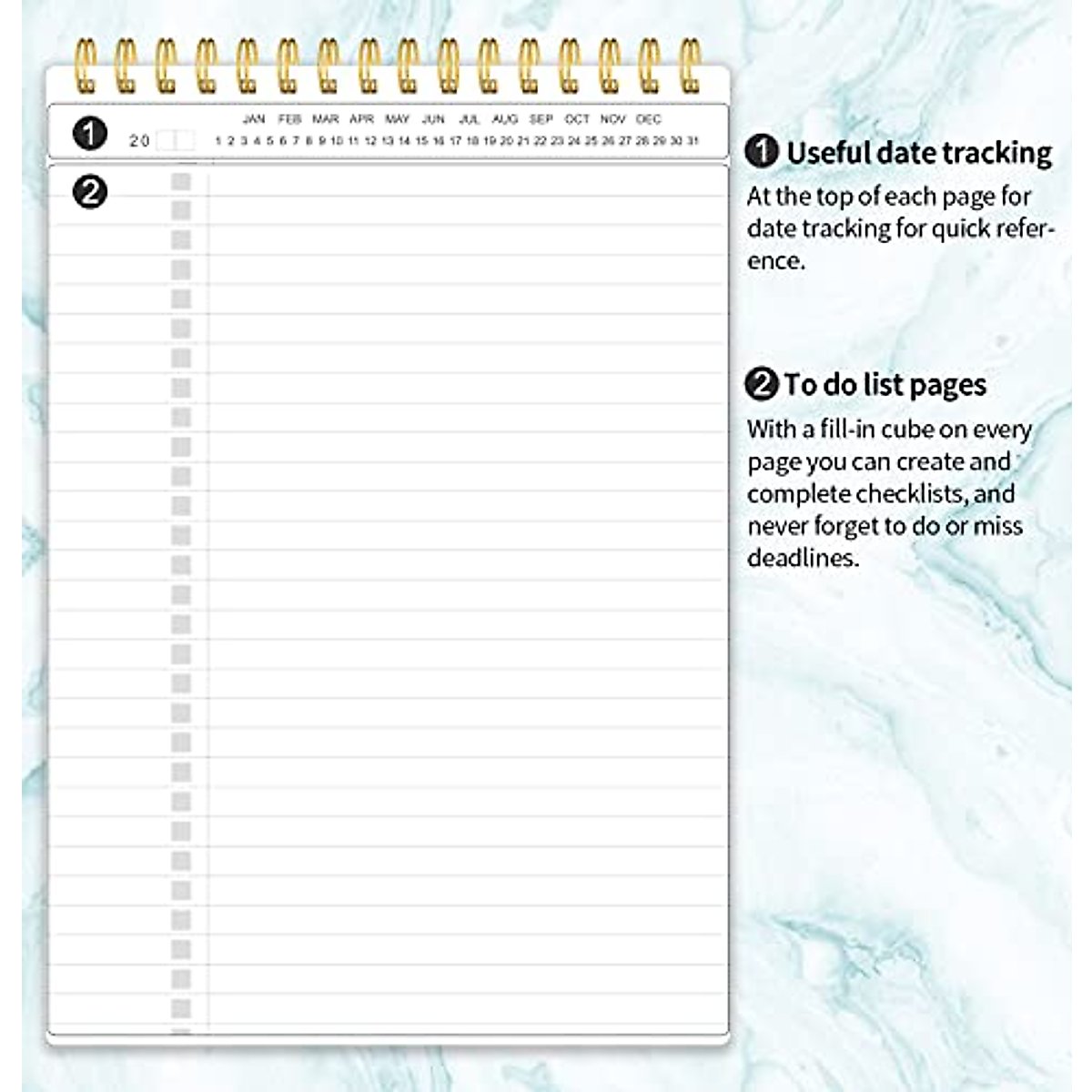 Regolden-Book To Do List Notepad Spiral Planner, Daily Task Tracker with Wide Lined Notebooks, List Maker, Daily Schedule Tracking College Ruled Flexible Cover To Do List Journal, Grocery Checklist for Teacher/Men/Women, 52 Sheets (6"x8.5")2Pack