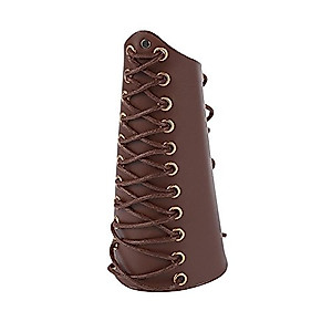 1Pcs Archery Arm Guard Protection Safe Guard Bracer Hunting Shooting Laceup Leather Armguard Wristband Wide Bracer Arm Armor Cuff for Recurve Bow Shooting Hunting(Brown) Arm Guard Archery Brown Fo