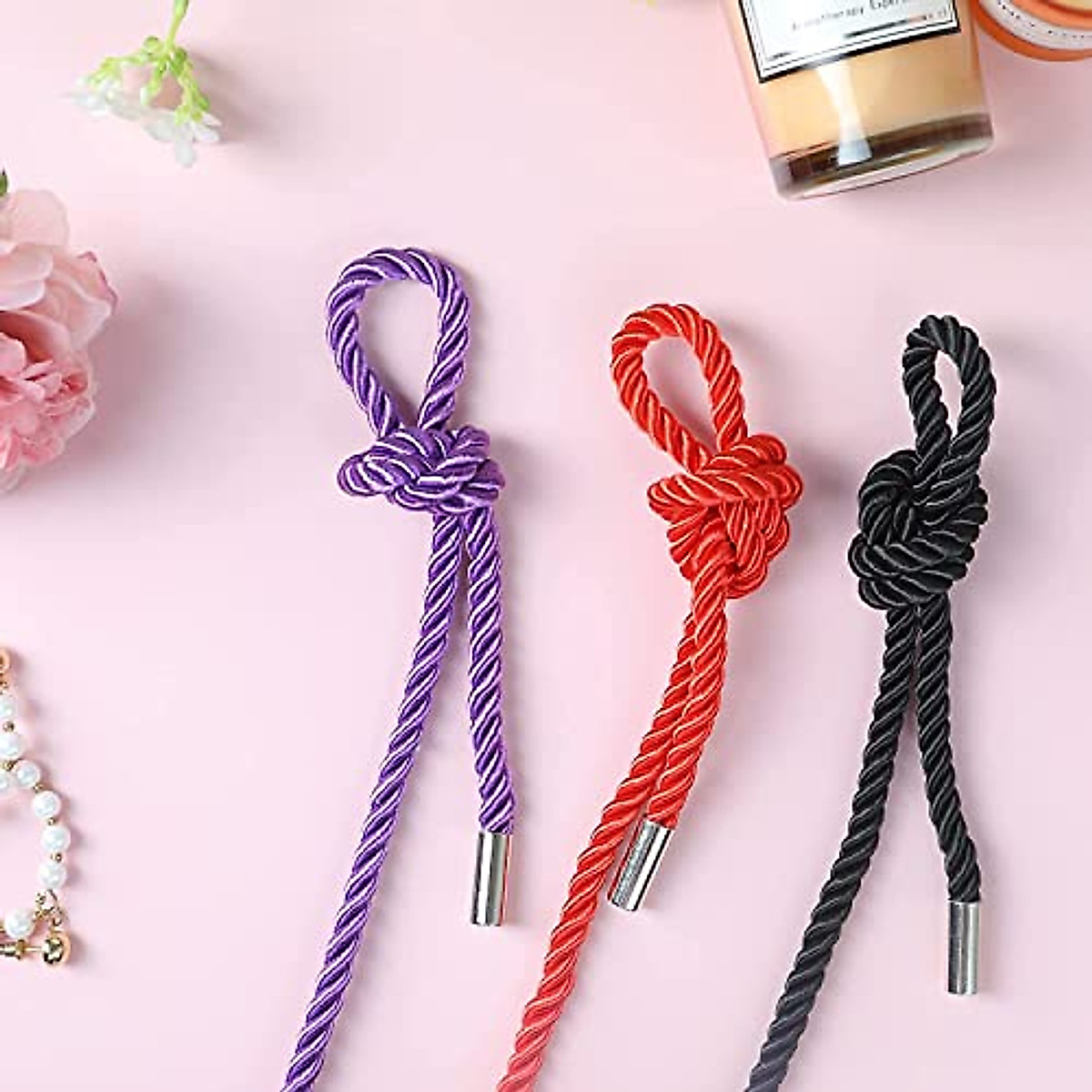 BAVIHOR Silk Rope Long Rope, Skin Friendly Soft Rope Durable, 32 Feet 8 mm Multipurpose Long Satin Braided Twisted Rope (Black, Red)