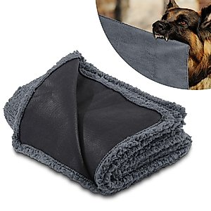 HOMBYS Chewproof Dog Blanket for Dogs, Leak Proof Soft Fleece Pet Blanket Couch Cover Protection, Sofa, Bed & Furniture Protector, Indestructible Dog Blanket for Chewers, (Grey, 25"x35")