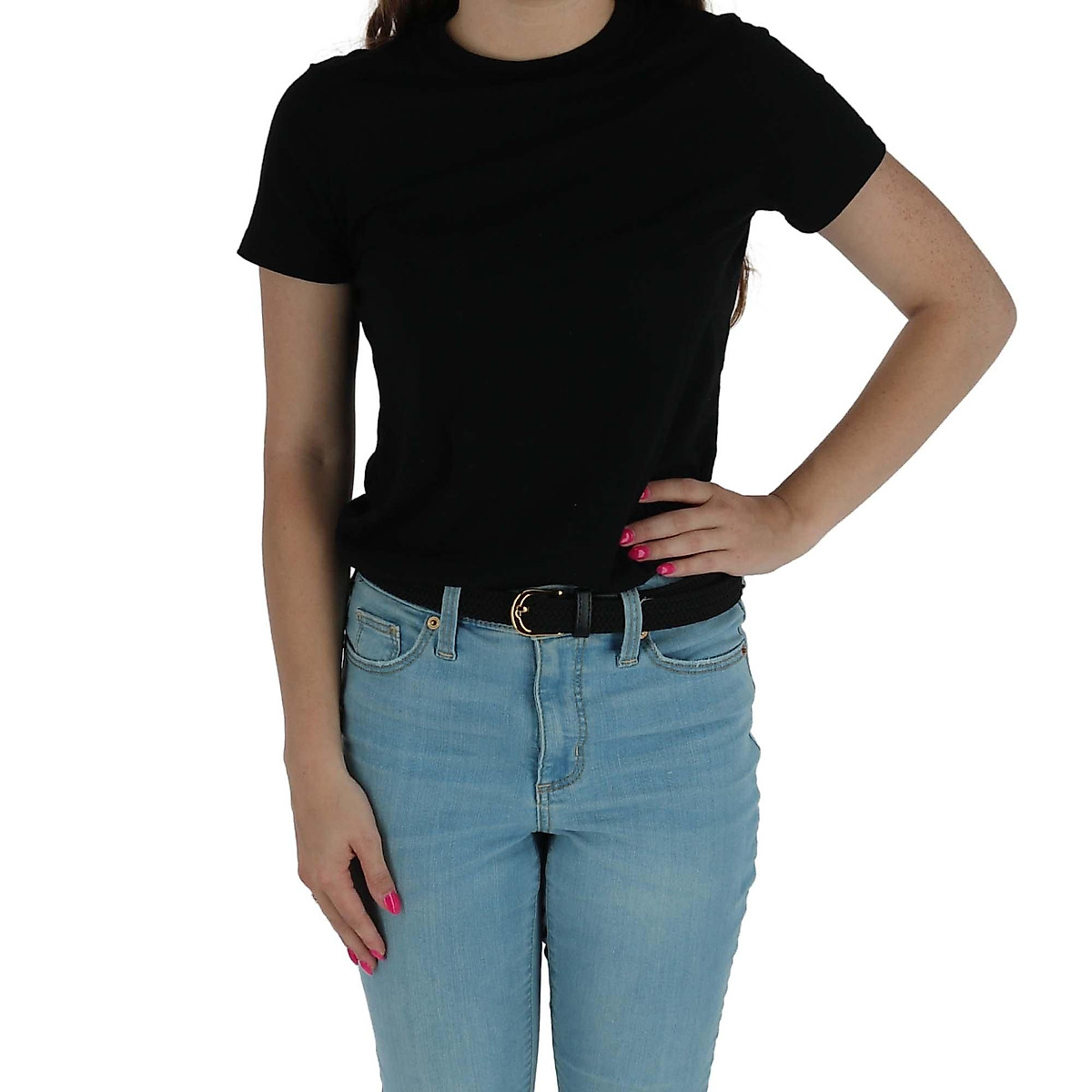 CTM® Women's Elastic Braided Stretch Belt, Medium, Black