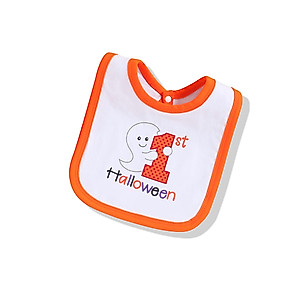 Menglang Baby Bibs My First Halloween Baby Boys Girl Bibs for Halloween Drooling and Teething (Pumpkin Orange)