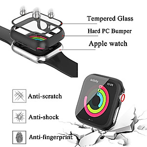 HASDON [12 Pack] Case Compatible with Apple Watch Series 9 8 7 45mm with Tempered Glass Screen Protector, Full Coverage Bumper Hard PC Protective Cover for iWatch Series 9 8 7 45mm Accessories