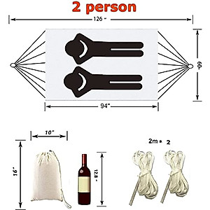 Outdoor Hammock 2 Person Large Brazilian Hammocks Canvas Cotton Indoor Hammock for Bedroom Patio Porch Garden Backyard Lounging Outdoor w/Handwoven Macramé Fringe Tassels