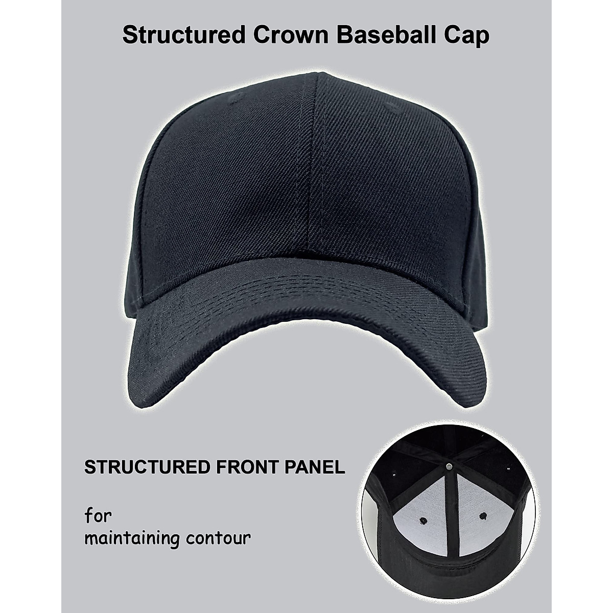 Utmost Structured Baseball Cap with Adjustable Closure - Performance Hat for Outdoor Activities and Custom Embroidery (1pc Black)