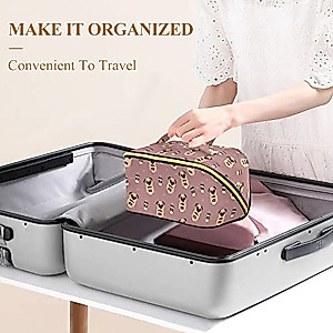 ALAZA Pug Dog with Coffee Pattern Makeup Bag Travel Cosmetic Bag Portable Zipper Cosmetic Pouch with Handle and Divider for Women Collage Dorm Business Trip