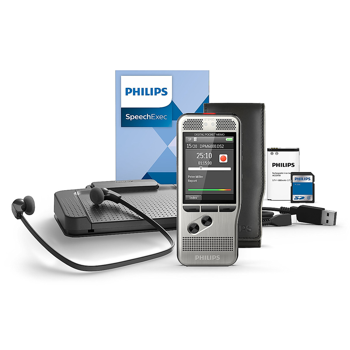 Philips Dpm670002 Pocket Memo Dictation/Transcription Kit, Foot Control