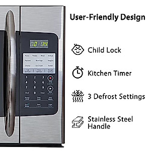 Over The Range Microwave 30 Inch with Vent, 1.6 Cu. Ft. Rangetop Microwave with Sensor Cook in Smudge-Proof Stainless Steel