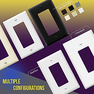 ENERLITES Decorator Light Switch or Receptacle Outlet Wall Plate, Size 6-Gang 4.50" x 11.81",Polycarbonate Thermoplastic, 8836-W, White