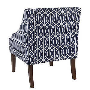 HomePop Velvet Swoop Arm Living-Room-Chairs, Blue Trellis