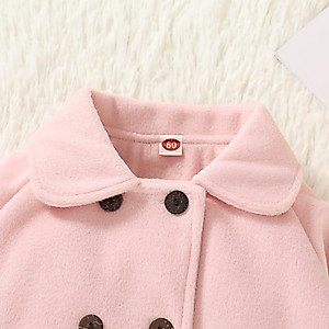 JEELLIGULAR Toddler Baby Girl Coats Kids Cloak Button Warm Thick Jacket Clothes Baby Fall Winter Outwear Clothes Set (Pink, 12-18 Months)