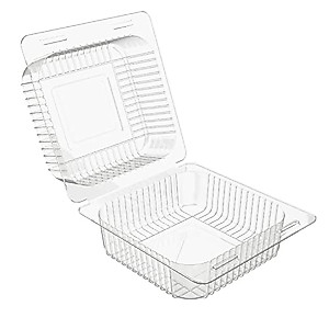 200 Pcs Clear Plastic Hinged Take Out Containers Disposable Clamshell Food Cake Containers with Lids 5.3 x 4.7 x 2.8 inch for Dessert, Cakes, Cookies, Salads, Pasta, Sandwiches