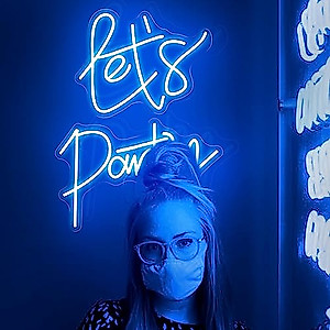 Super Large Neon Sign for Wall Decor, Yeeficent Let's Party Neon Sign Large for Bedroom Wall, 33.5 * 12 Inch Dimmable Neon Signs, Custom Light Up Sign for Wedding Party Birthday Gift (Warm White)