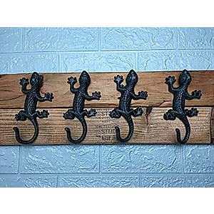HWHP Zone - Wall Hooks Decorative Cast Iron Animal Gecko Shape Hooks Wall Mounted for Home Office Foyer Hallway Pool Garden Garage Indoor Outdoor Used, Hand Made, Gifts.