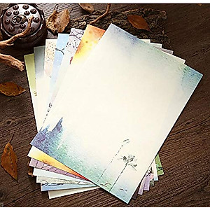 Retro Stationery Paper And Envelopes Set Letter Paper A4- Cute Kawaii Special Design Chinese Style Writing Stationery Paper Envelopes-32 Pack Stationery Paper and 16 Pack Envelopes(Retro)