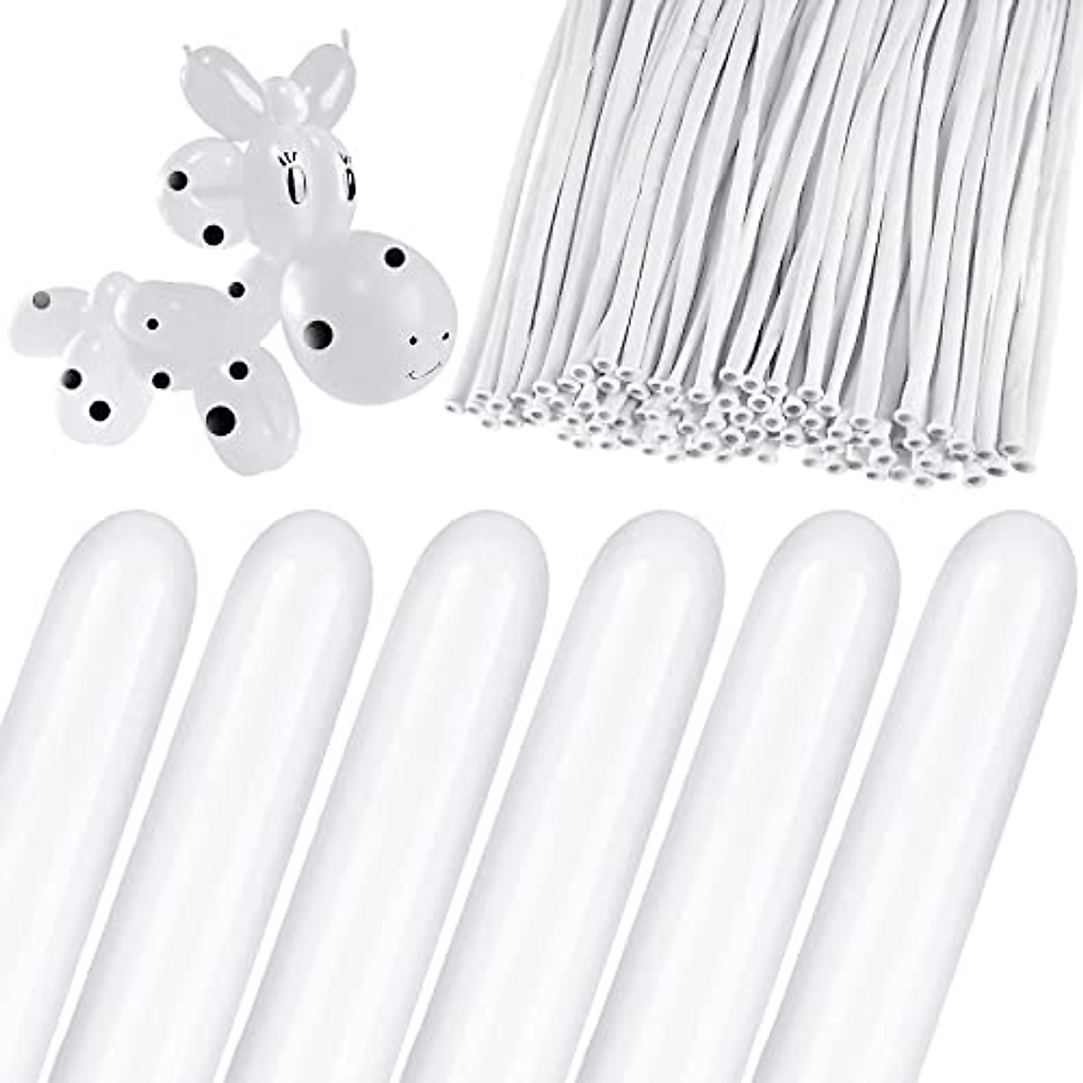 200 Pieces Long Twisting Balloons Latex Twist Balloons 260Q Animal Modeling Balloons Twist Magic Sculpting Balloons Thickening Latex Balloons for Christmas Birthday Wedding Party Decorations (White)