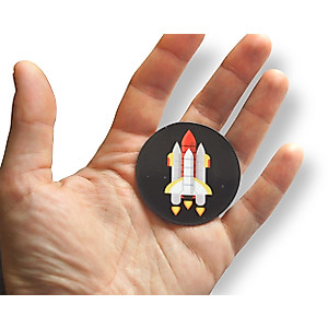 Novel Merk Rocket Ship Aliens Refrigerator Magnets for Space Gifts, Decor, Party Favors, & Prizes (5)
