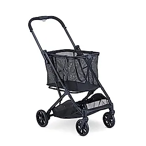 Joovy Boot Shopping Cart Featuring 70 lbs Total Weight Capacity, Stylish Removable Tote, Swivel Tires for Easy Steering, One-Handed Compact Fold, and One-Step Parking Brake (Black Frame)
